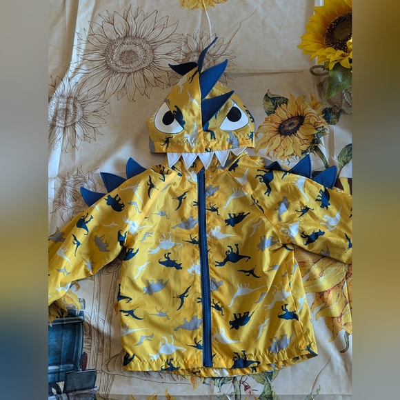 little rebels | Jackets & Coats | Yellow Dinosaur Raincoat With Hood 2t ...